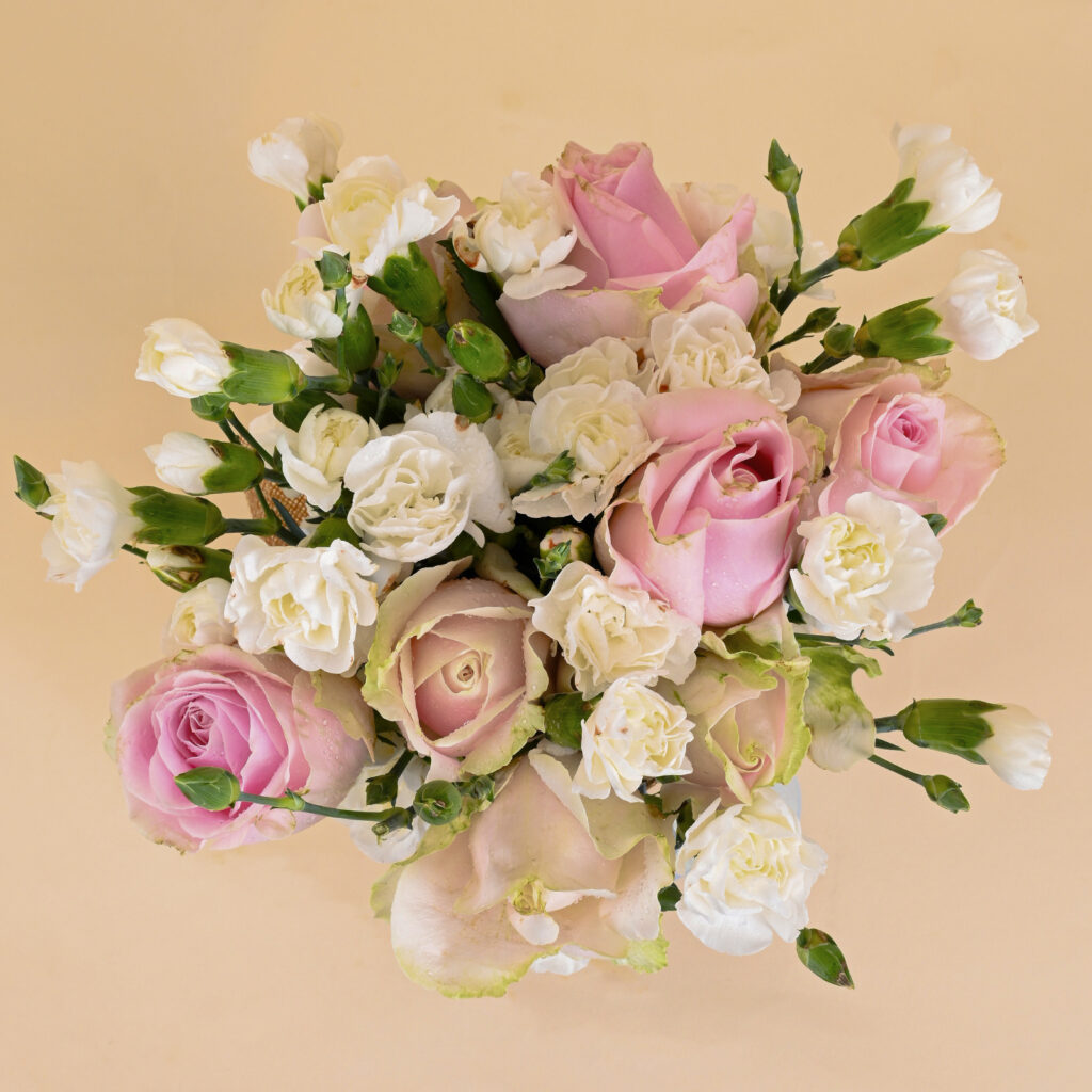 Blush Ivory Grace | Pink Rose Bouquet with White Carnations | by Rapid ...